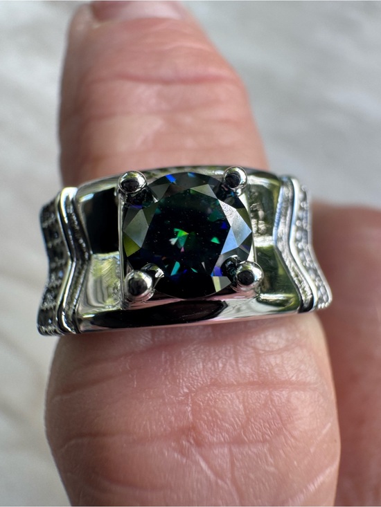 Moissanite | Jewelry | Sterling Silver Ring With Ct Rainbow Blue Stone ...